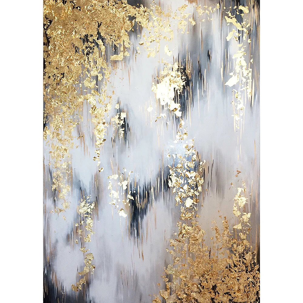 Abstract Golden Flower Canvas Painting Print Art Canvas Poster Wall Art ...