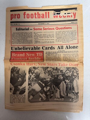 November 09, 1974 Pro Football Weekly Magazine Vol 8 No. 14 | eBay