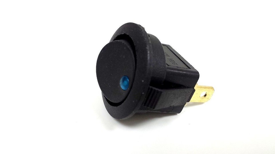 10 Pack 3 Prong Black Rocker Switches with Blue LED 12 Volt On/Off ...