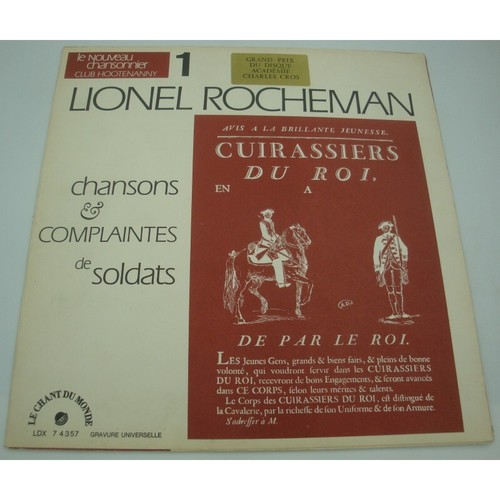Lionel Rocheman - chansons et complaintes de soldats LP Chant du monde ...