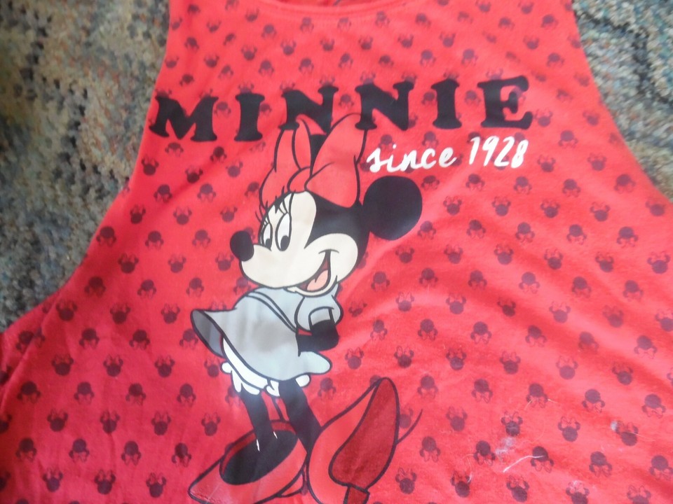Disney Girls red with black mini Minnies Minnie Mouse high low tank top ...