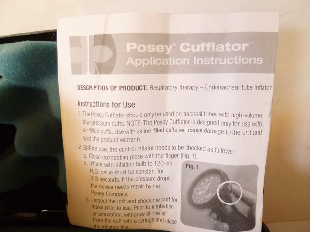 Posey 8199 Cufflator Endotracheal Tube Inflator and Manometer for sale ...