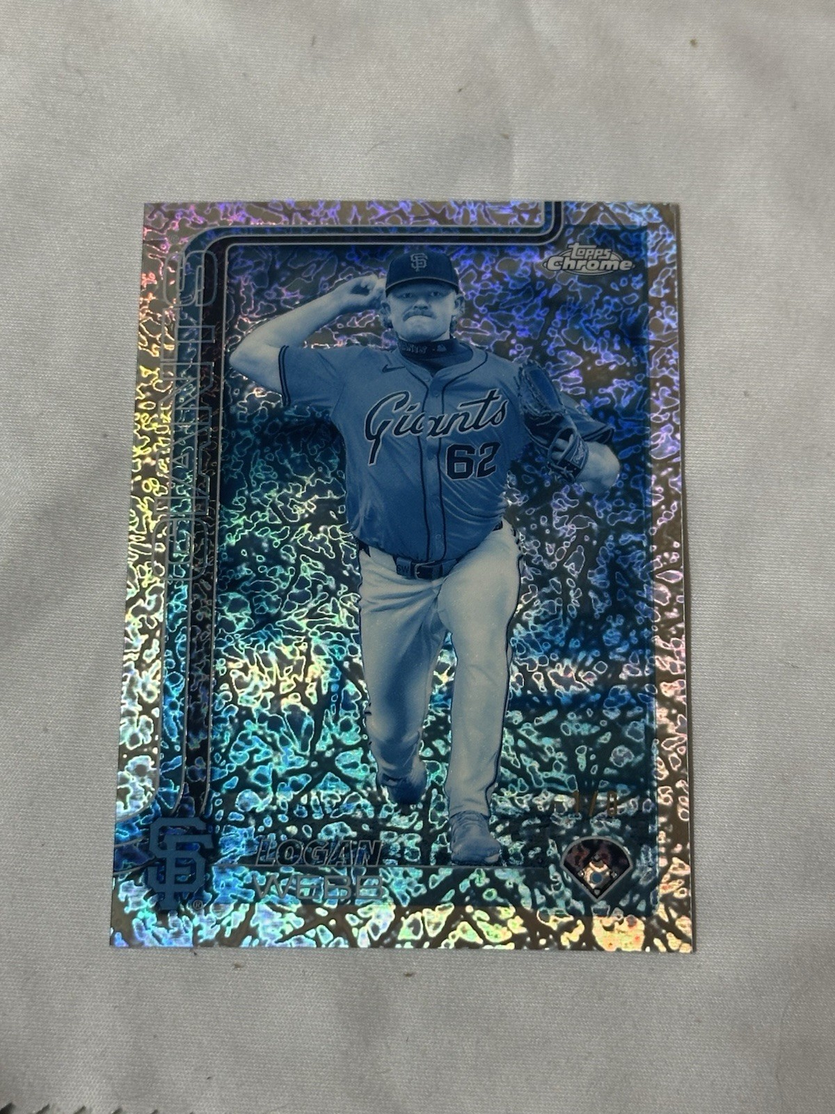 2025 Logan Webb Topps Chrome Frozen Fractor -1/0 Rare SSP - Giants | eBay