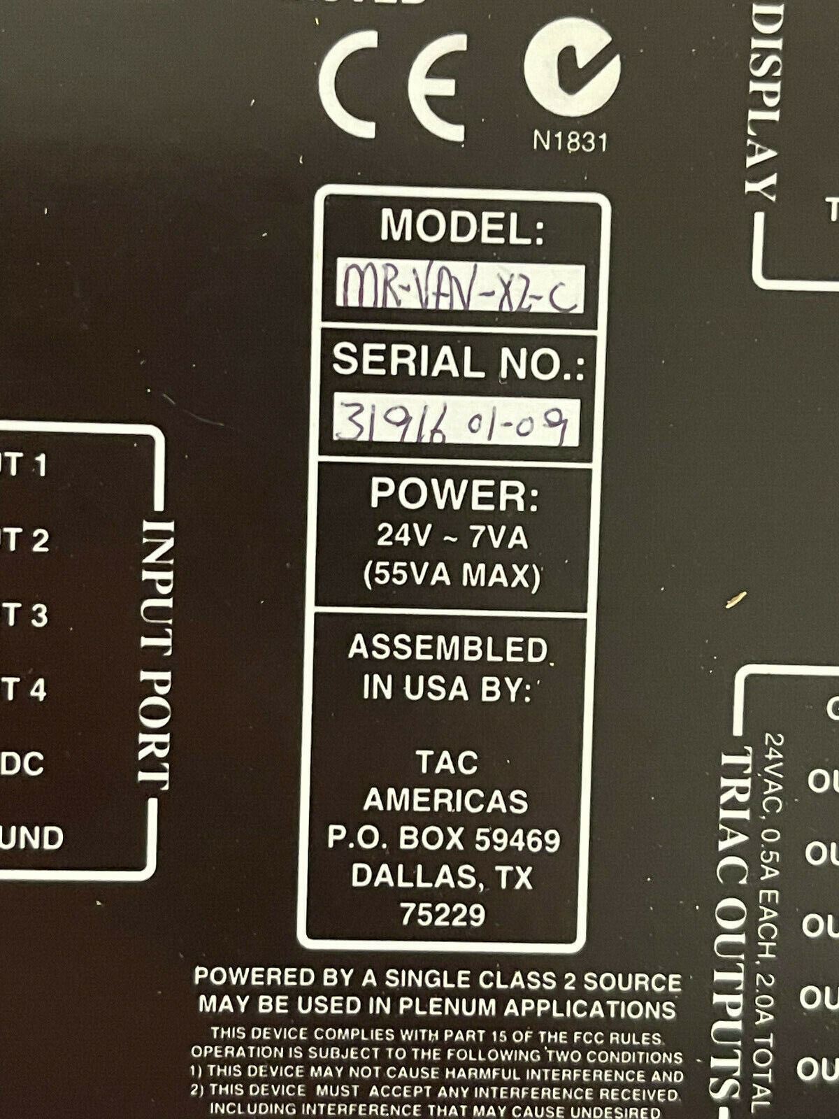 Schneider+Electric+TAC+330810-06+Micro+Regulator+VAV+Controller+MR-VAV ...