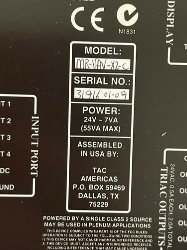 Schneider Electric TAC 330810-06 Micro Regulator VAV Controller MR-VAV ...