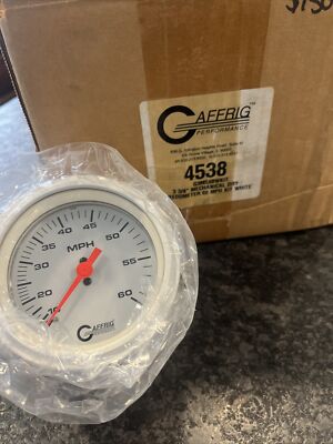 Gaffrig 3 3/8" Mechanical 60mph White Speedometer Kit 4538 4502 | Analog