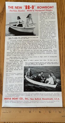 "BB-9" Rowboat by Beetle Boat Co. Dealer Sales Brochure 1950's | eBay