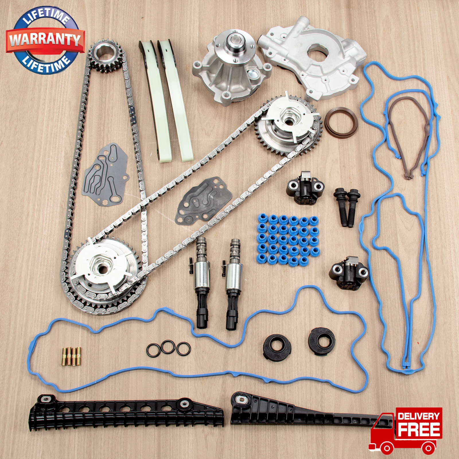 For 04-08 Ford 5.4L Timing Chain Kit Water Oil Pump Cam Phaser Gaskets ...