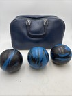 3 Vtg Duckpin Bowling Balls Black Blue Cosmic Swirl 5lb 3.6lbs Vtg ...