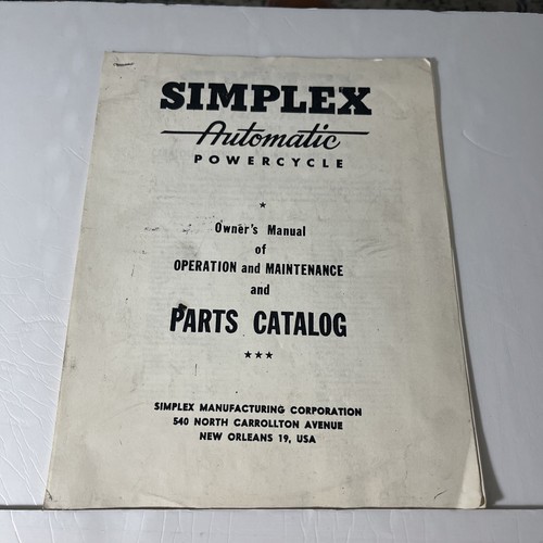 Simplex automatic power cycle parts catalogue 15 Pgs | eBay