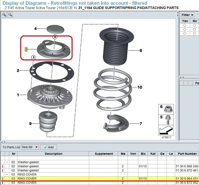 BMW F45 Shock Absorber Ring Cover 31306864551 for sale online | eBay