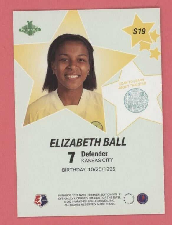 Elizabeth Ball 2021 Parkside NWSL Volume 2 STARS FOIL PARALLEL #S19 ...