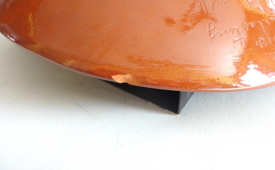 Pennsylvania Dutch Redware Pottery Bowl Antique Huebner Design Incised ...