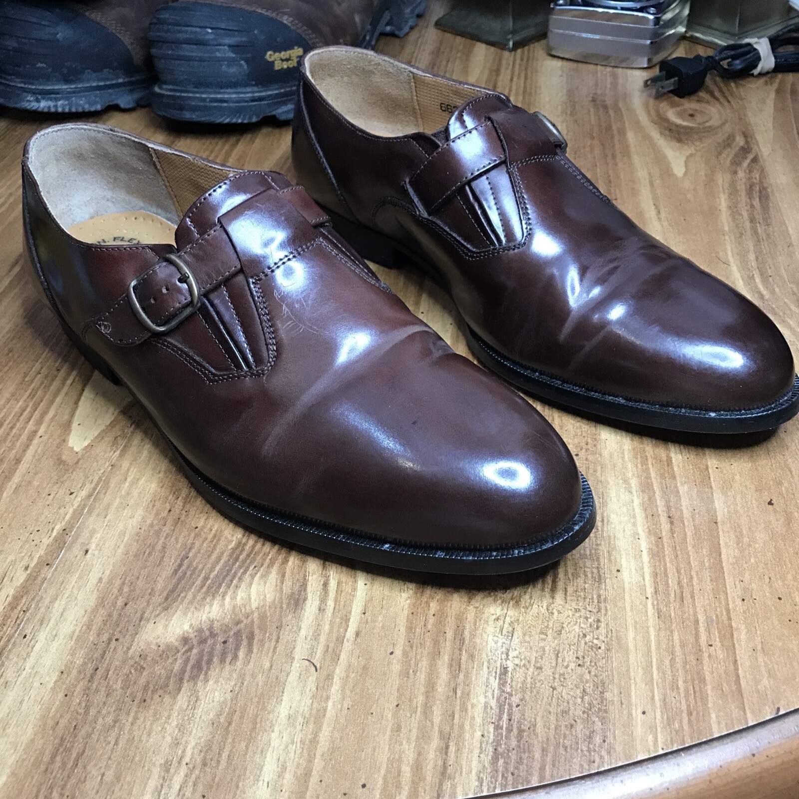 Giorgio Brutini Gaspar Brown Leather Buckle Dress Loafers Mens Size 8 ...