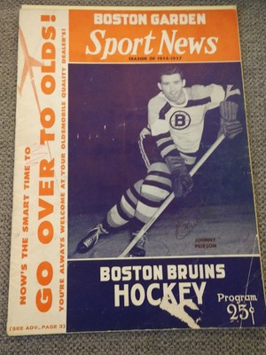 Boston Bruins Program vs Canadiens 10/14/56 Johnny Pierson Autographed ...