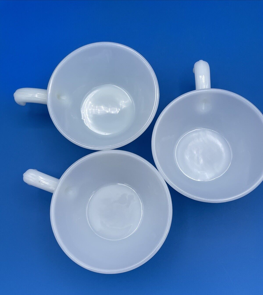 Vintage Anchor Hocking Fire King Oven Proof White Milk Glass Handled ...