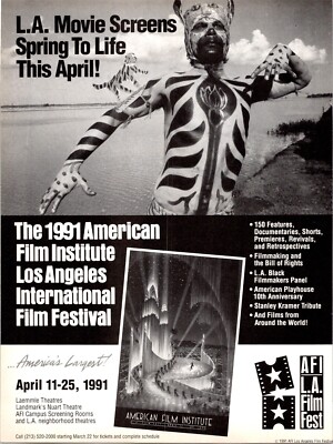 1990s • 1991 Film Institute Los Angeles Festival AFI print ad • advert ...