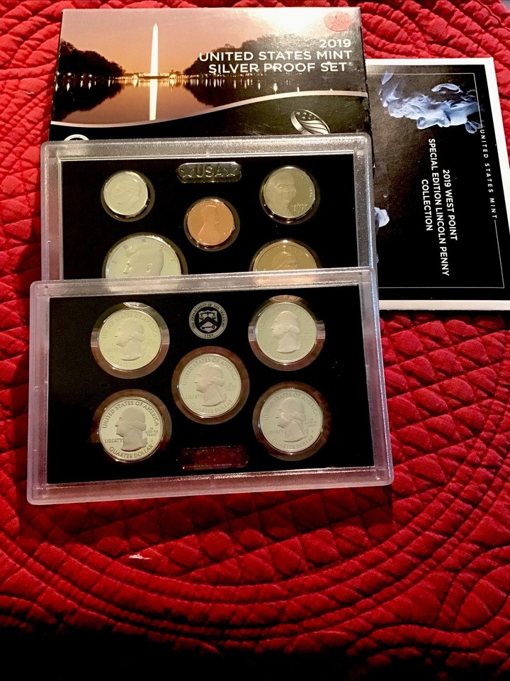 2018 Silver Proof Set & 2019 Silver Proof Set W/ Penny. Each 1 1/3 oz ...