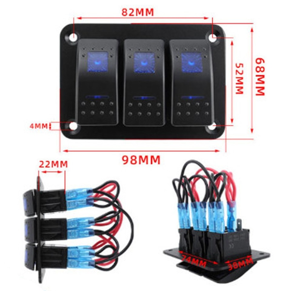 Waterproof Rocker Switch Panel for Cars and RVs with Built In Blue ...