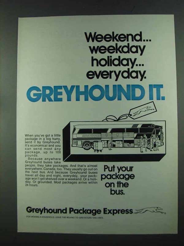 1972 Greyhound Package Express Ad - Weekend | eBay