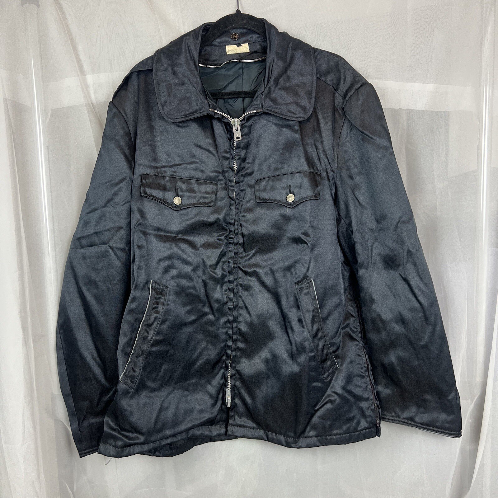 Vintage Tuffy Topper black satin Men's bomber jacket … - Gem