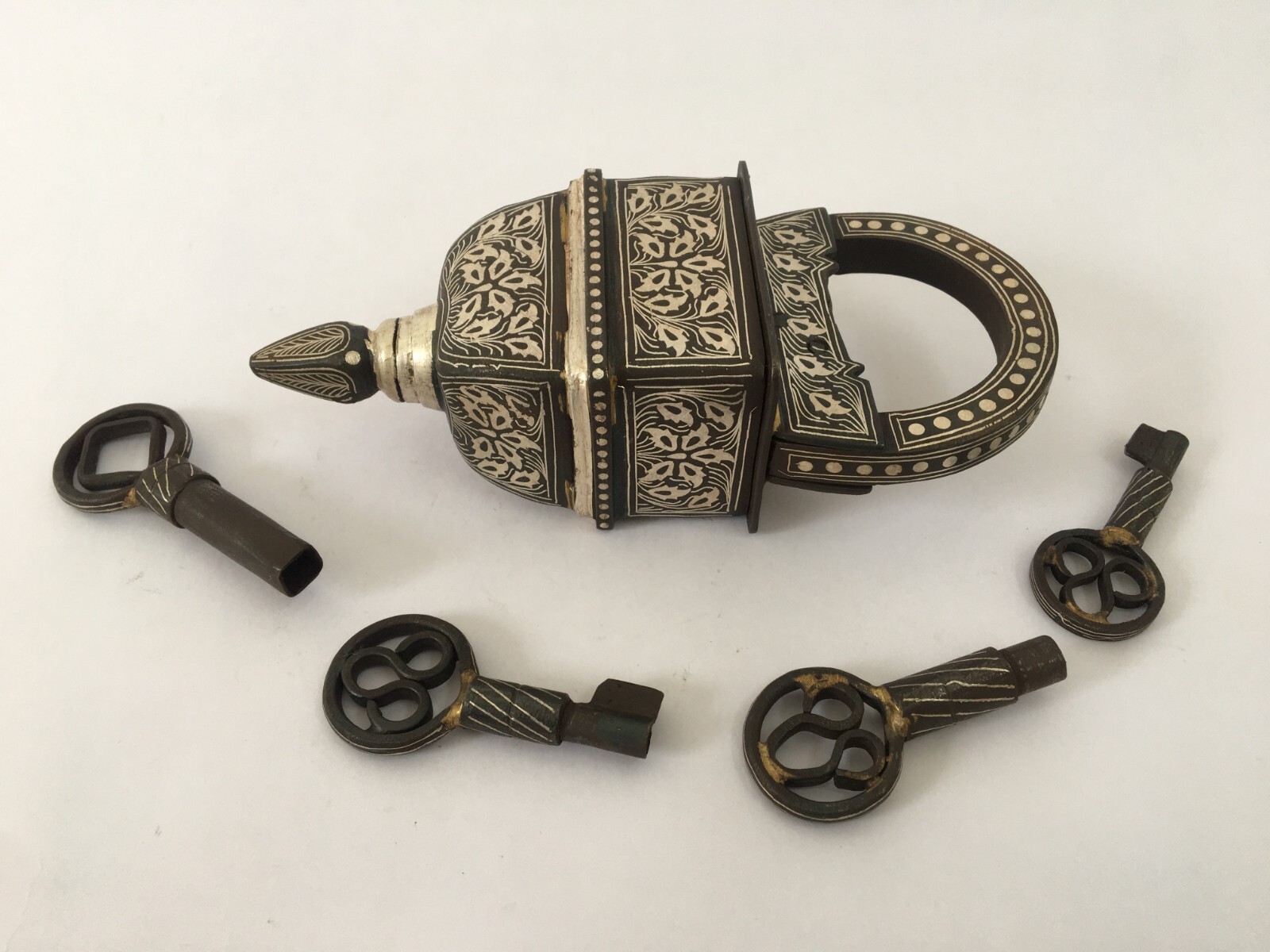 Lock Vintage Silver Hand Inlay Work Iron Square Tricky Lock Puzzle ...