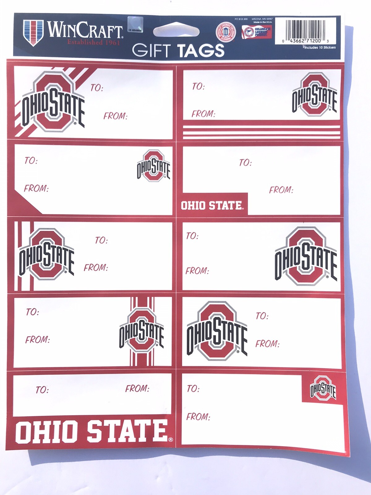The Ohio State University Buckeyes Gift Tags Xmas tag Wincraft OSU 10 ...