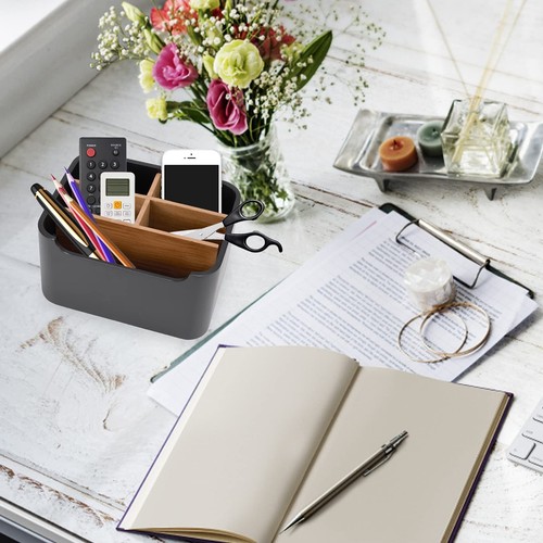 Stylish Desk Organizer and Remote Holder in Black - Keep Your Workspace ...