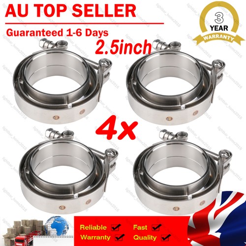 4x 2.5" inch 64mm V-Band Clamp Stainless Steel Flange exhaust pipe ...