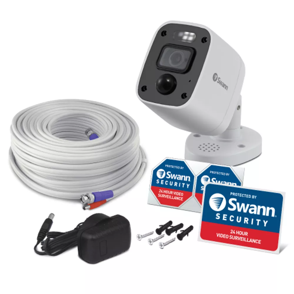 Swann Home 4K Add-On Bullet Camera w Night Vision, Lights, & Siren ...