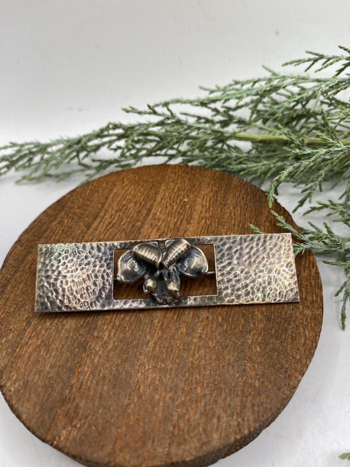 Vintage Mexican hammered sterling silver fuchsia flo… - Gem