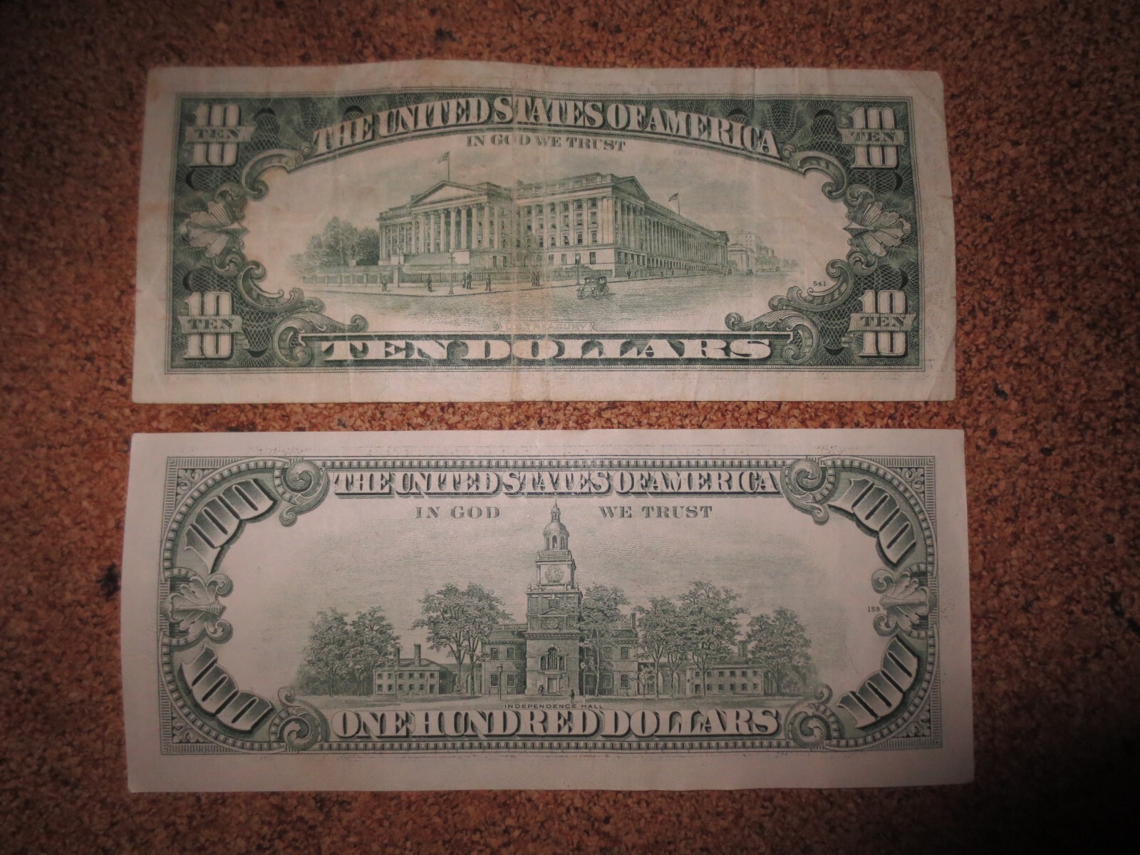 Two $ 1990 10 Dollar Star Note Replacement 100 Off Center Miss-Cut 2 ...