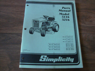 Simplicity 5116 5216 Parts Manual TP-1067-02 PWI | eBay