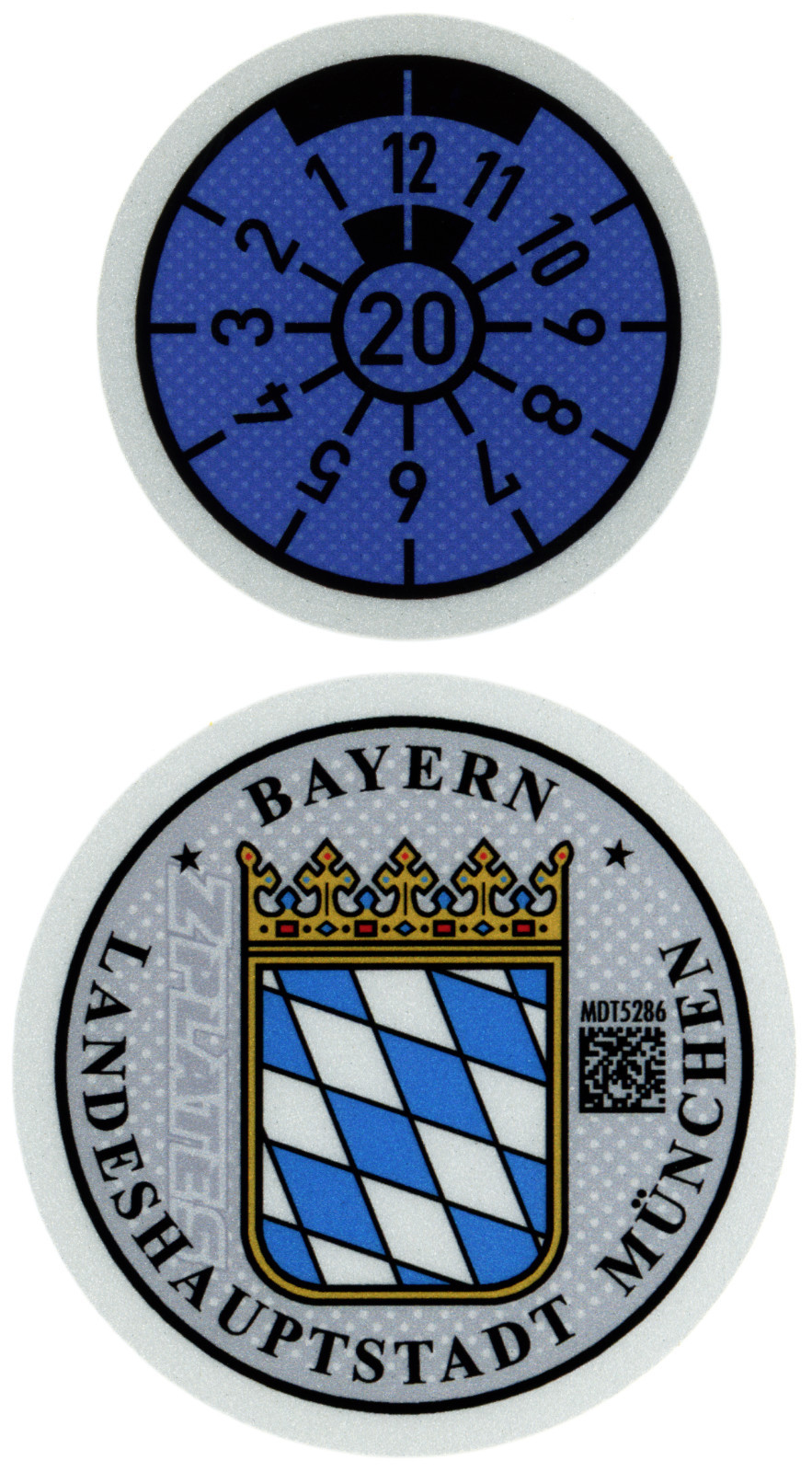 Munich Front License Plate Registration and Emissions Sticker Set ...