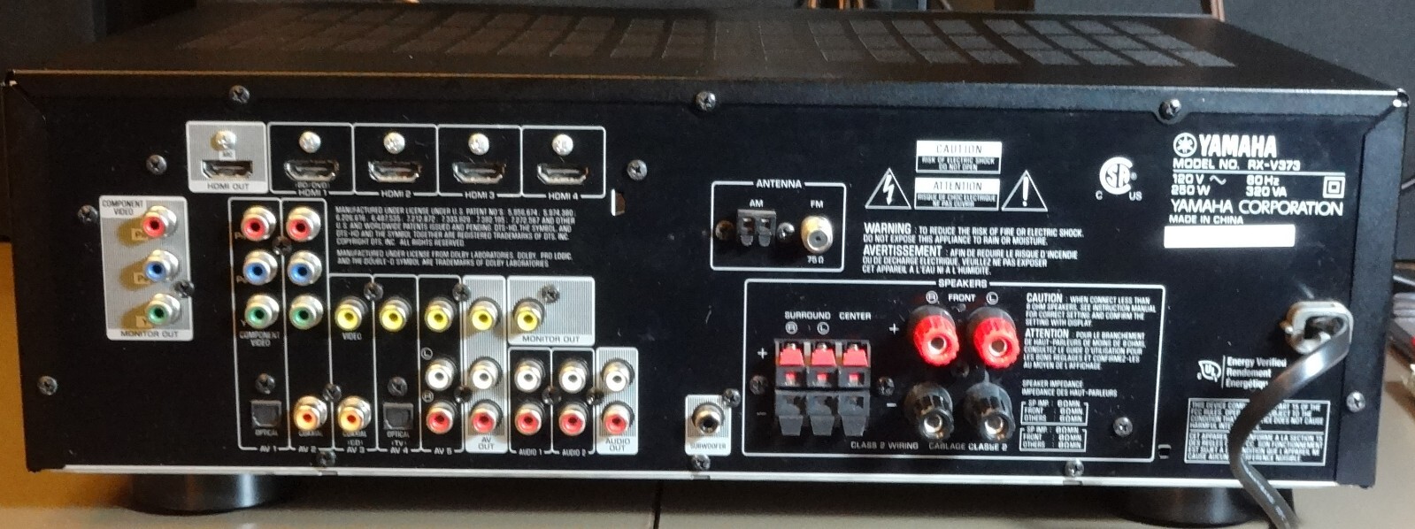 Yamaha RX-V373 5.1 Home Theater AV HDMI Stereo Receiver & Remote Bundle ...