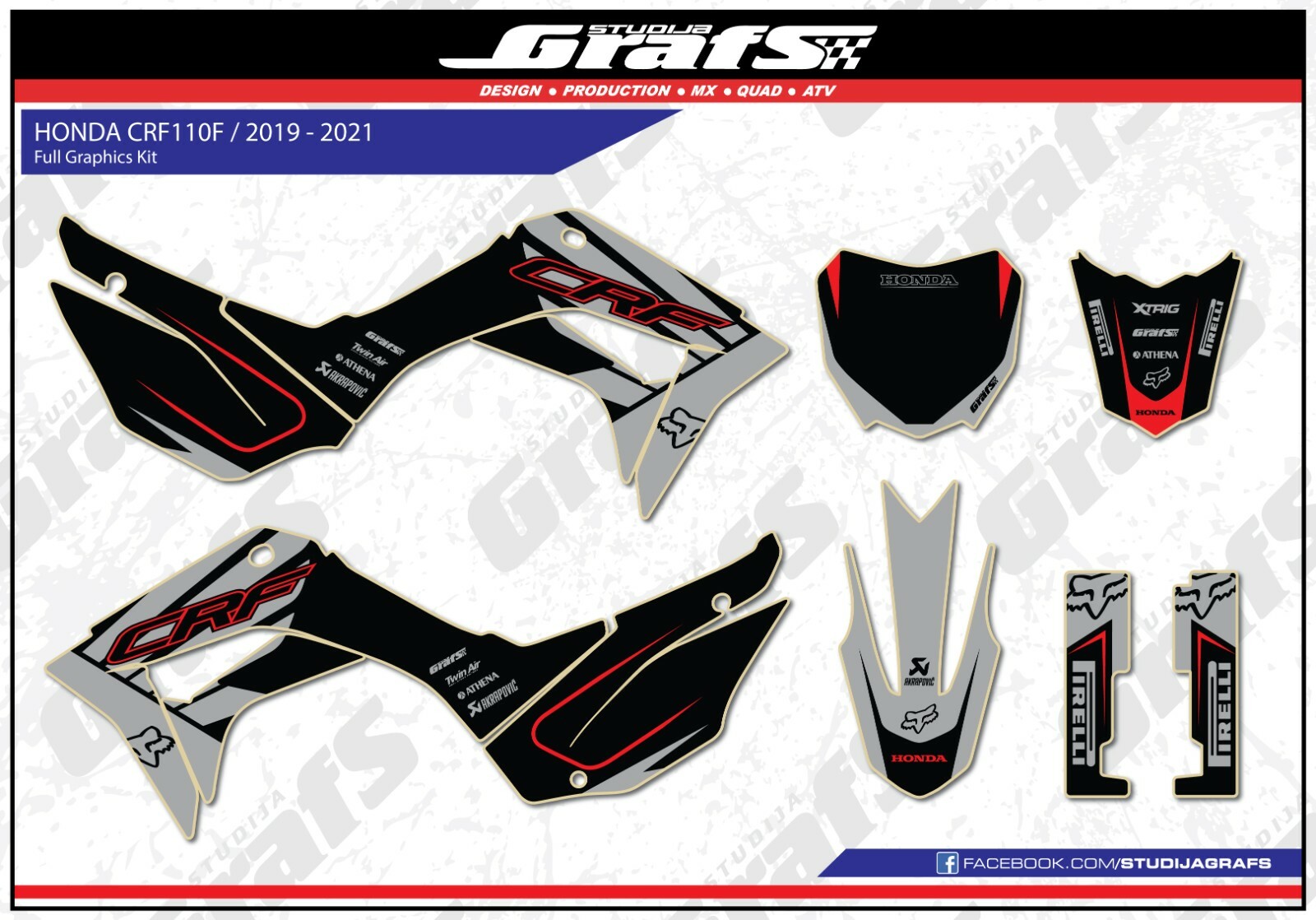 2019 2020 2021 CRF 110F Graphics Kit For Honda CRF110F 110 F Decals ...