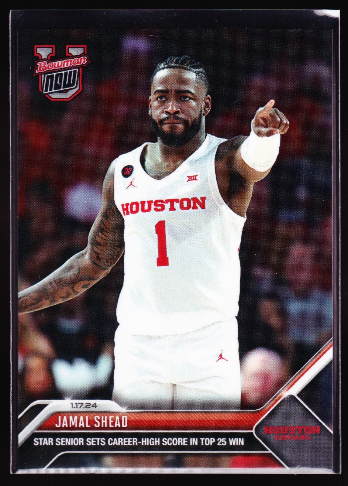 Jamal Shead Houston Cougars Beat Texas Tech 2023 Bowman U Now #34 SP ...