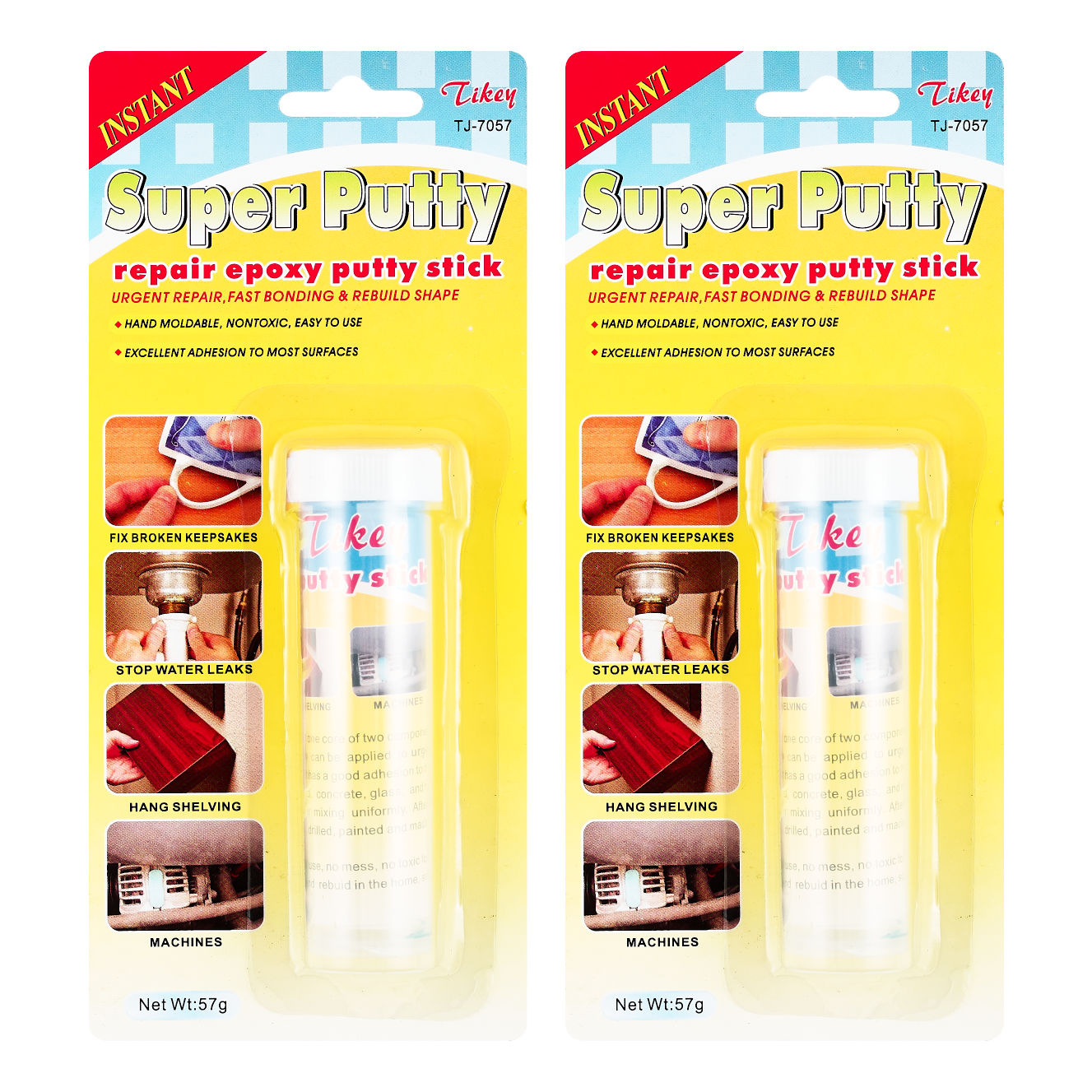 2 x Tikey Super Putty Instant Repair Epoxy Putty Stick Strong Fast ...