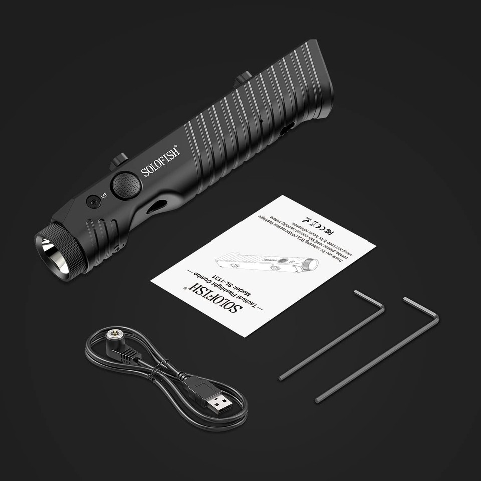 SOLOFISH 1450 Lumens Tactical Flashlight & Green Laser Sight M-LOK Rail ...