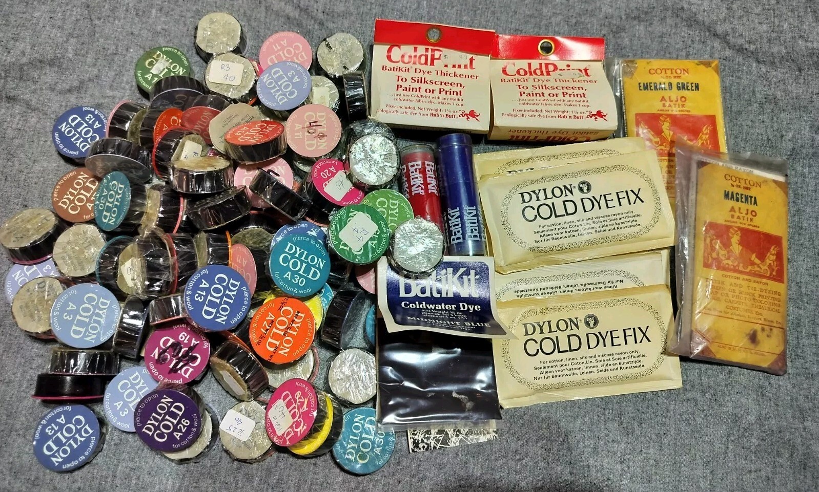 Dylon Batikit Fabric Dyes Vintage Lot Multiple Colors England Tie dye ...