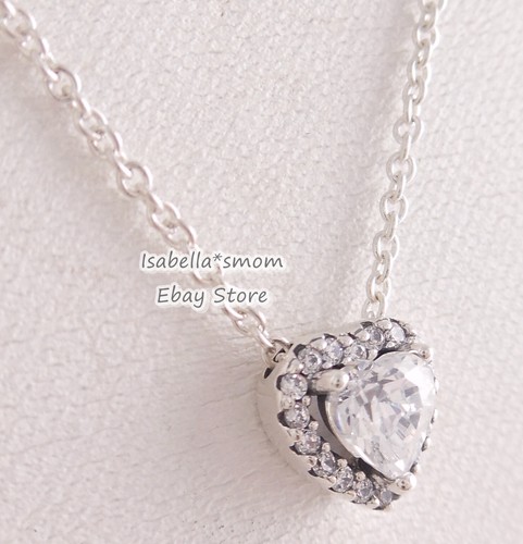 ELEVATED HEART Authentic PANDORA Silver LOVE Necklace 398425C01-45 NEW ...