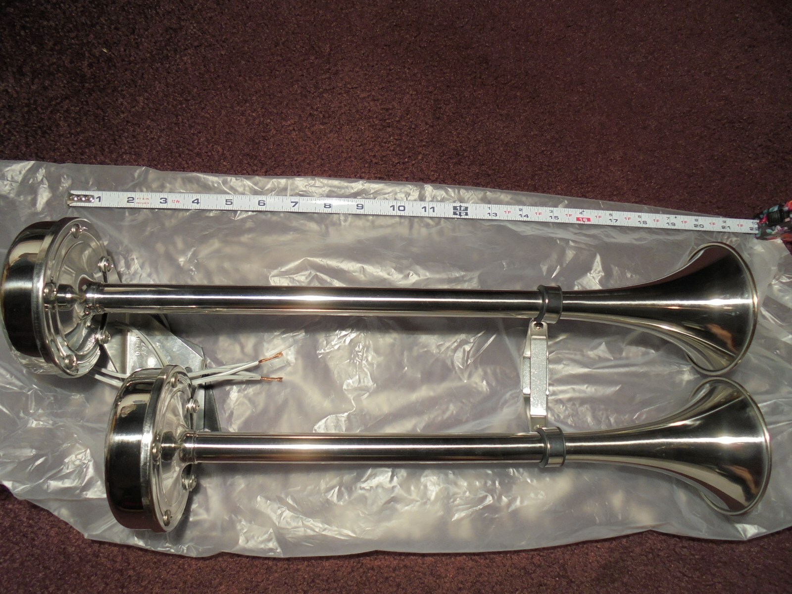 MARINCO AFI DUAL TRUMPET MARINE GRADE 24V HORN #A-23 ALL STAINLESS ...