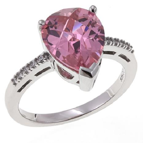 HSN Absolute Sterling Silver Pear Pink & White Round Cubic Zirconia ...