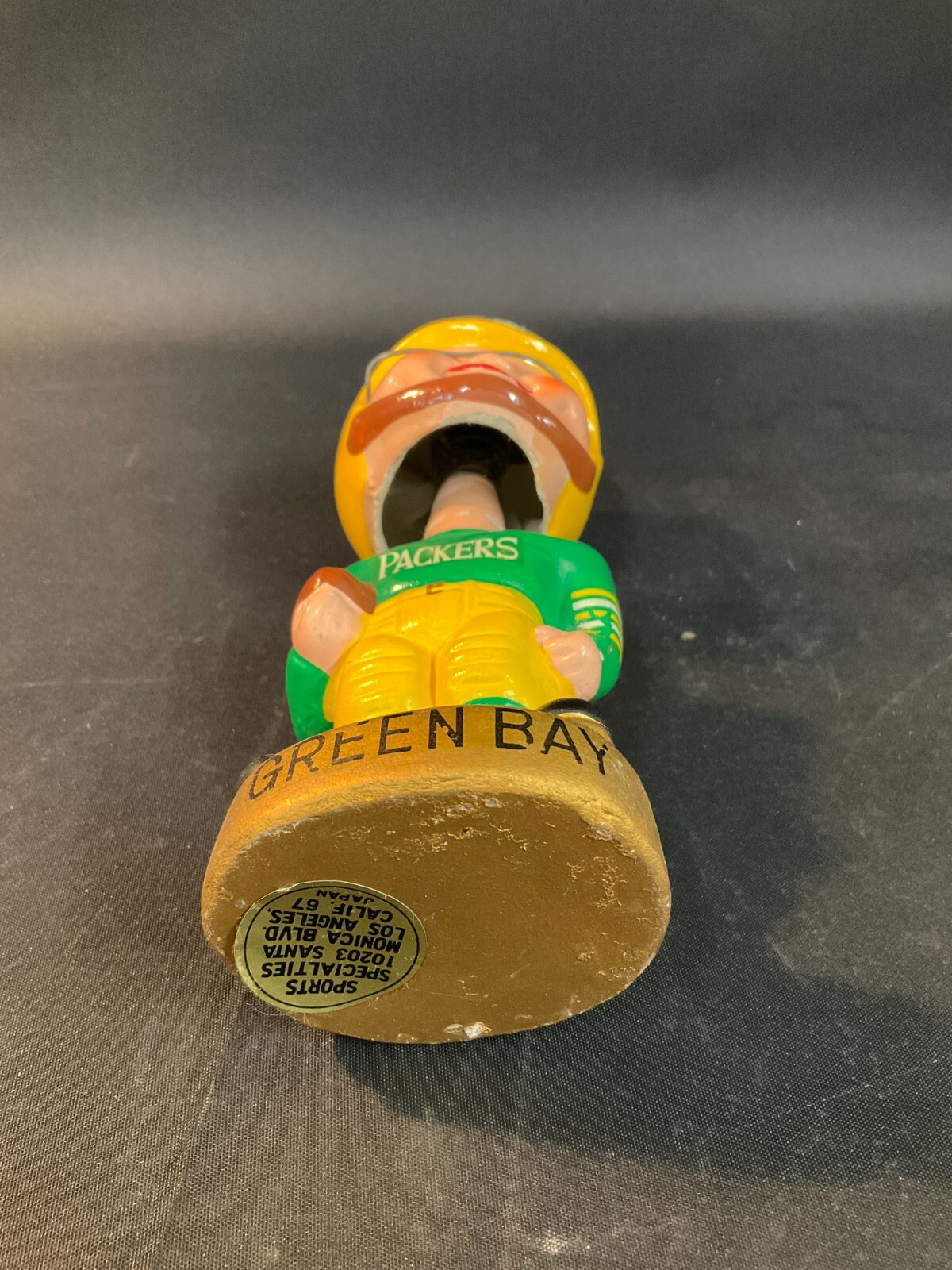 Vintage Green Bay Packers NFL Football Gold Base BOBBLEHEAD 1960's "00 ...