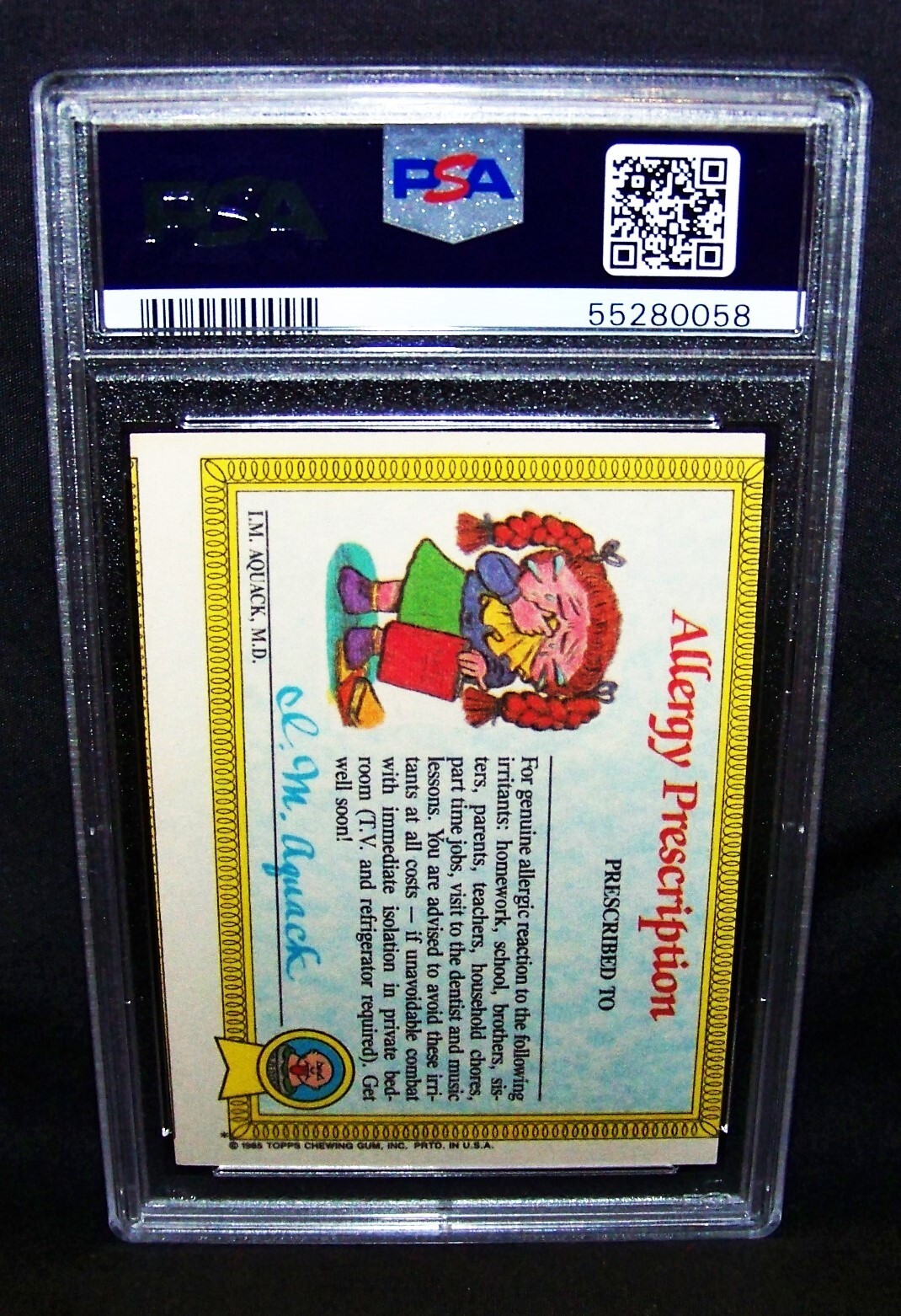 GARBAGE PAIL KIDS 1985 1st Series 3a Up CHUCK Matte OS1 PSA 9mc RARE ...