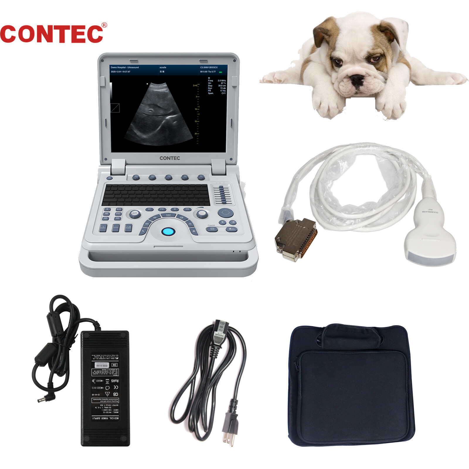 Portable Veterinary Ultrasound Scanner PW Doppler Machine Convex Probe ...