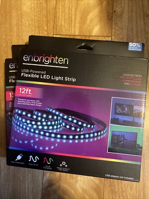 Enbrighten 12' USB-A Black Stealth Flexible LED Light Strip 2 PACK | eBay