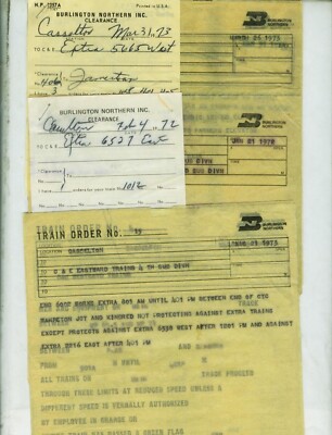 BURLINGTON NORTHERN RAILROAD TRAIN ORDERS (18) CASSELTON, NORTH DAKOTA ...