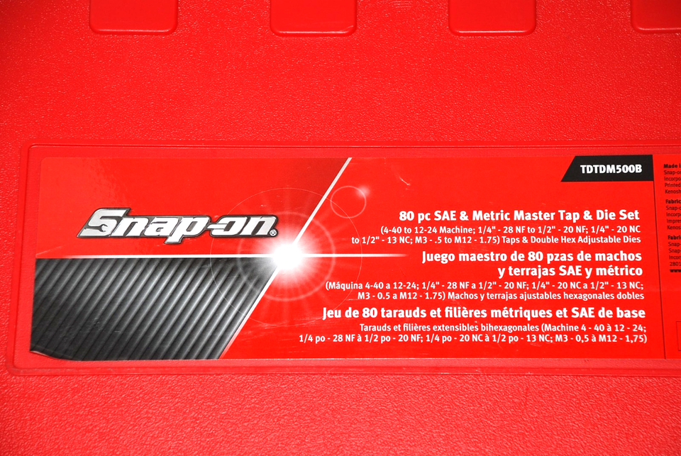 Snap-On NEWEST 80 PIECE SAE and Metric Master Tap and Die Set Ships for ...