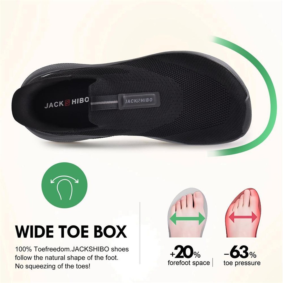 JACKSHIBO Mens Wide Toe Box Shoes Free up Hands Arch Support Orthopedic ...